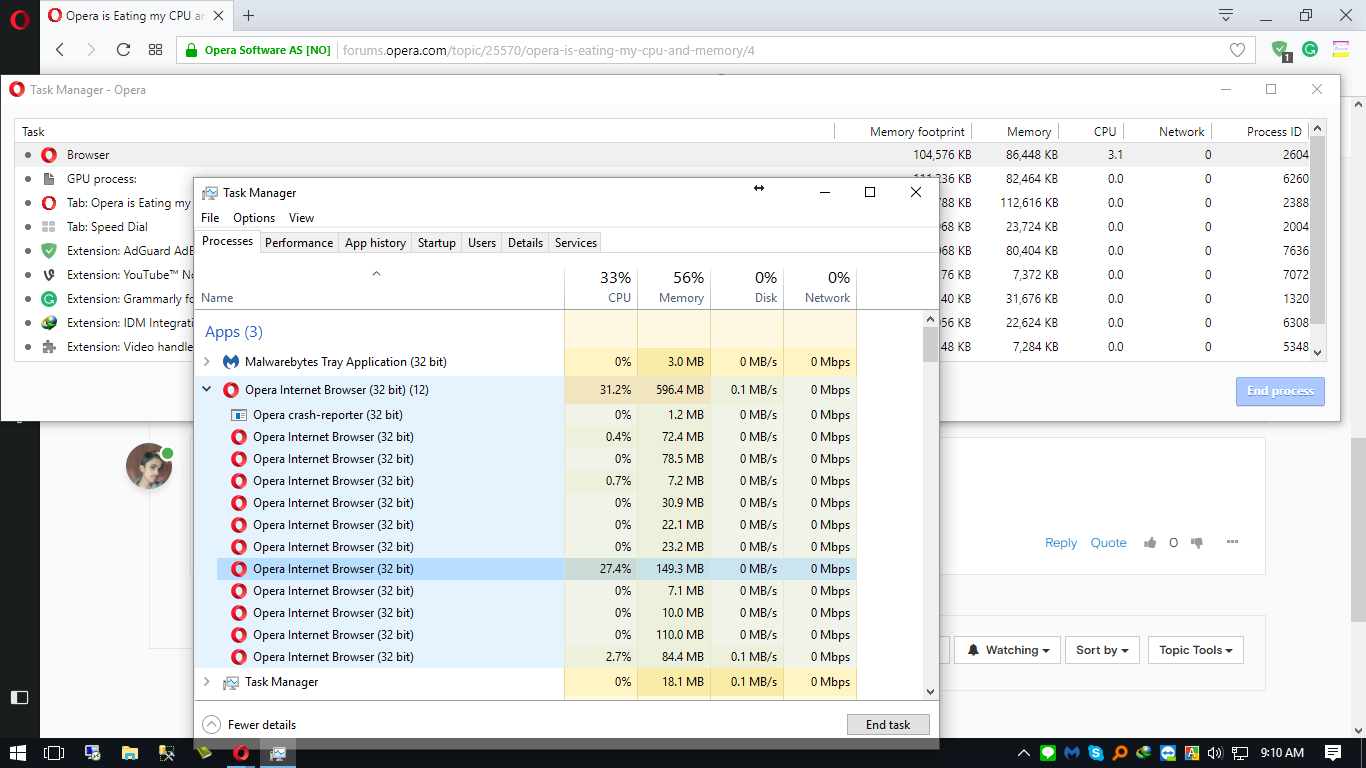 Opera is Eating my CPU and Memory | Opera forums