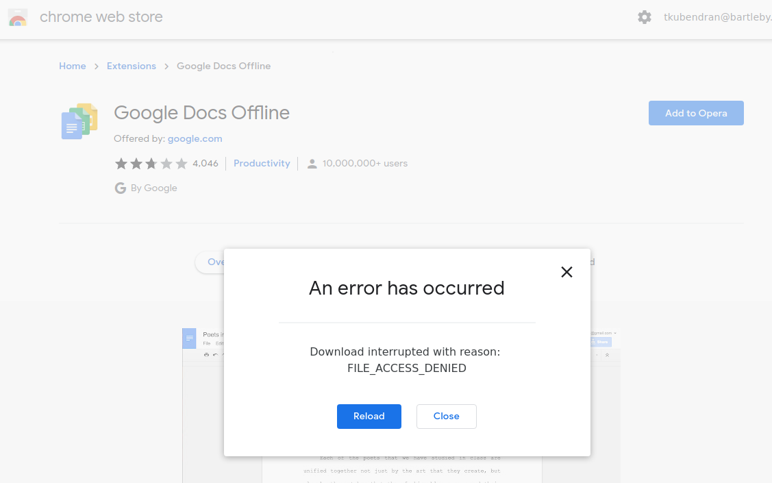 FILE ACCESS DENIED When Trying To Install Google Docs Offline Extension Opera Forums