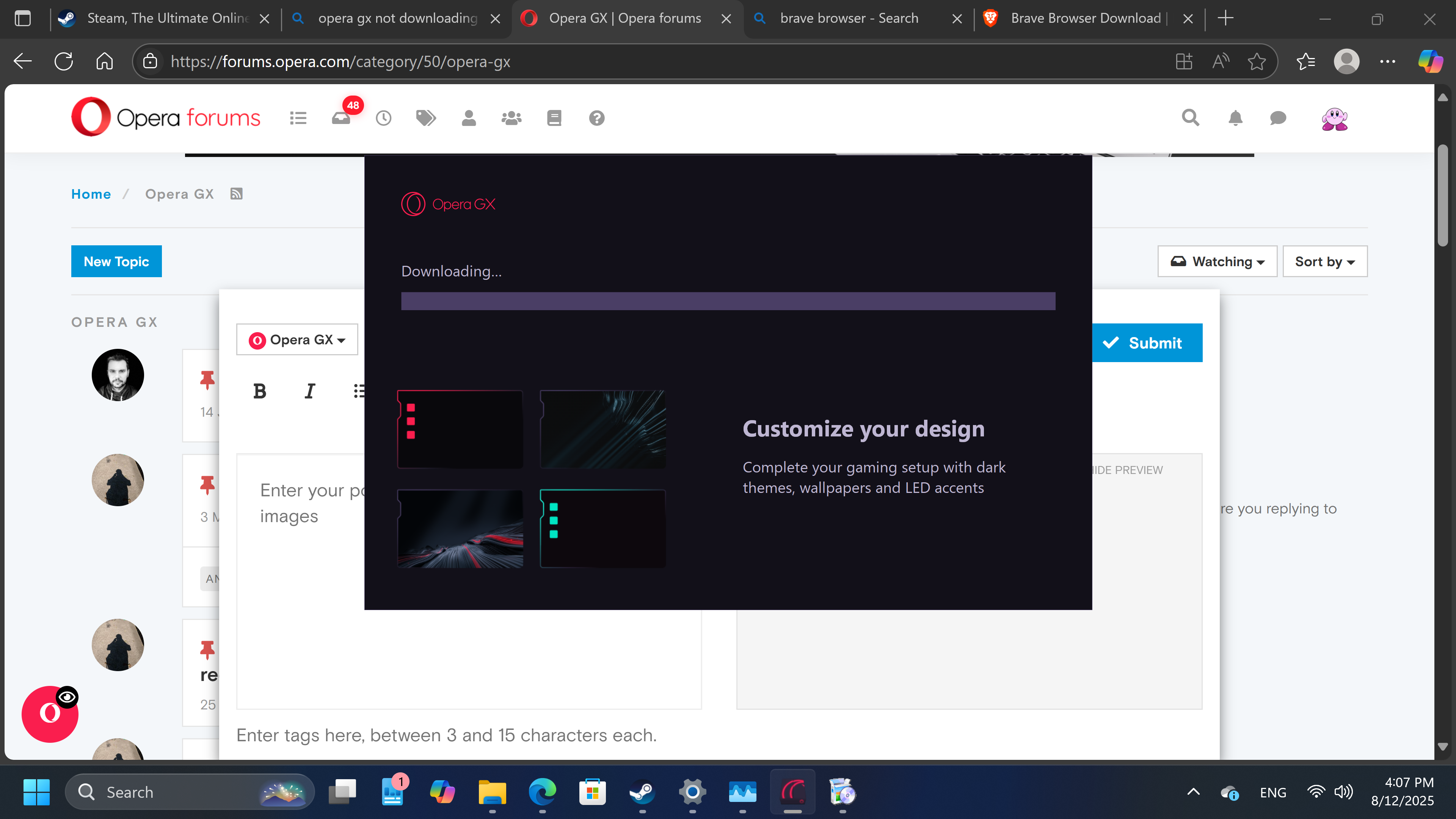 [Duplicated]Opera GX installer stuck on Downloading... | Opera forums